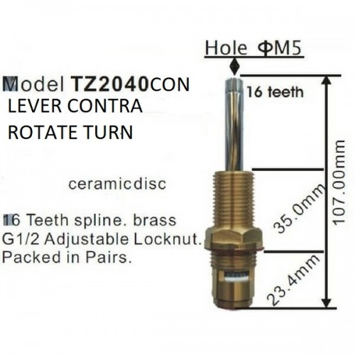 Easytap TZ2040CON 1/4 Turn Bastow Wall Spindles Lever Contra 16 Teeth ...